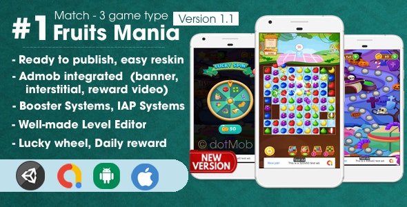 Fruit Mania – Match 3 Game Unity Template - Clean Codz