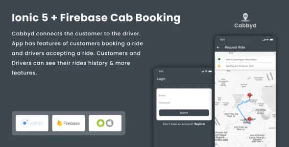 Ionic 5 + Firebase Cab Booking - Clean Codz