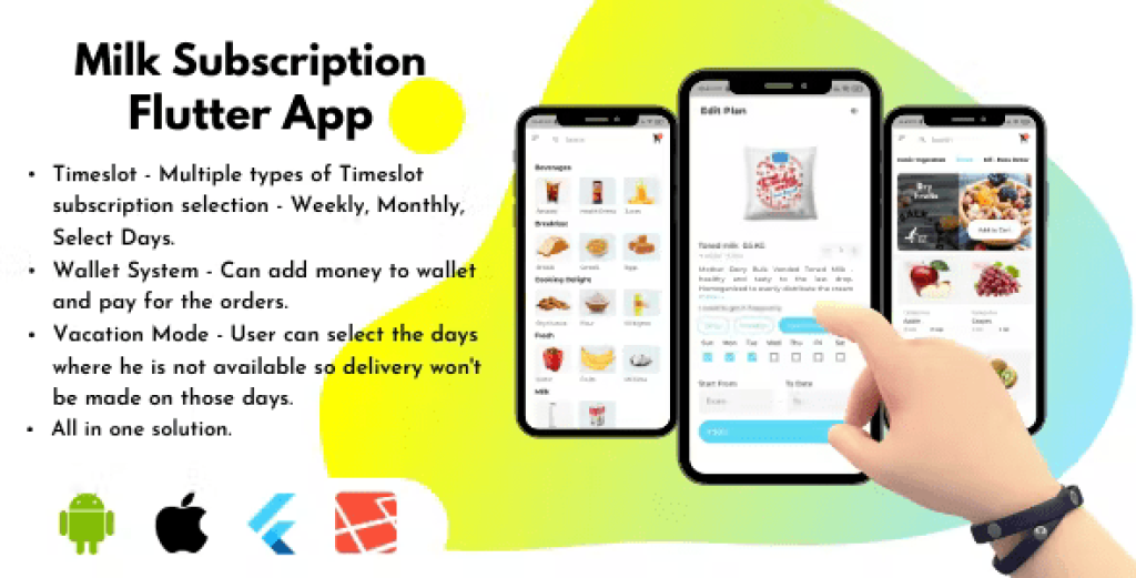 Milk Subscription Flutter App UI Kit- Grocery, Water, Vegetables - Clean Codz