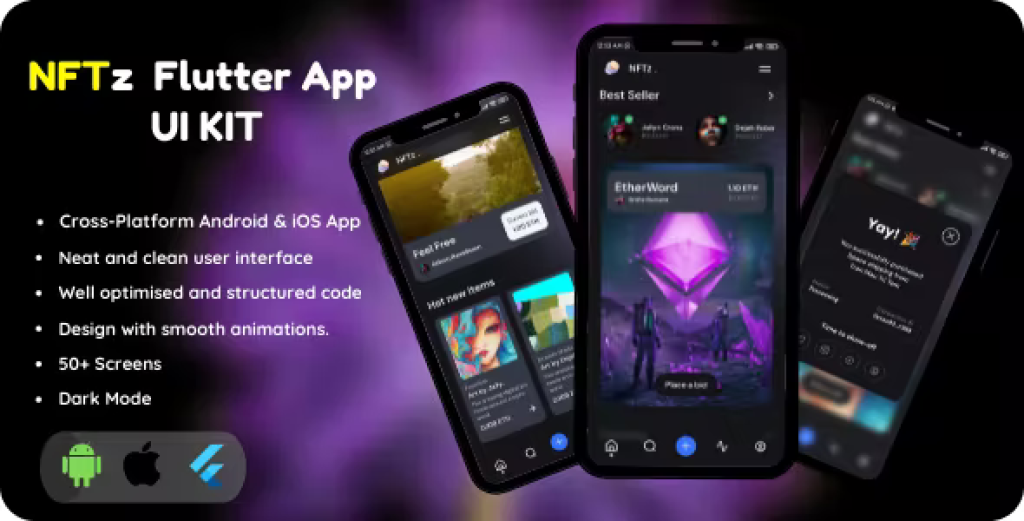 NFT Flutter App UI Kit - Clean Codz