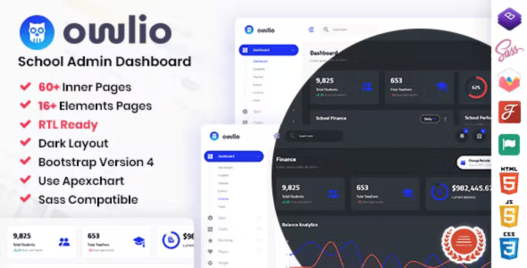 Owlio : School Admission Admin Dashboard Template - Clean Codz