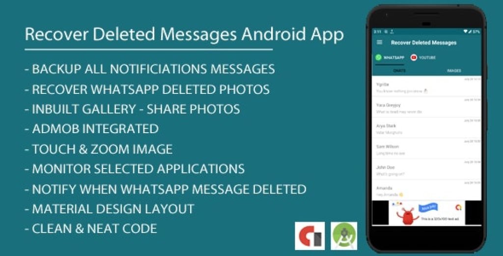 Recover Deleted Messages Android App With Admob Integration Clean Codz