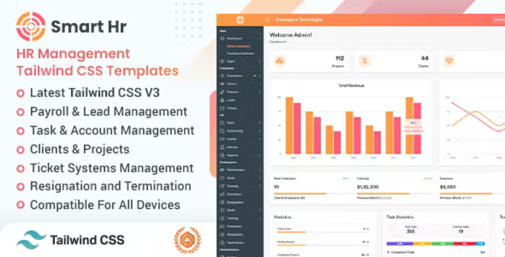 Smarthr - Tailwind CSS Admin Dashboard Template - Clean Codz