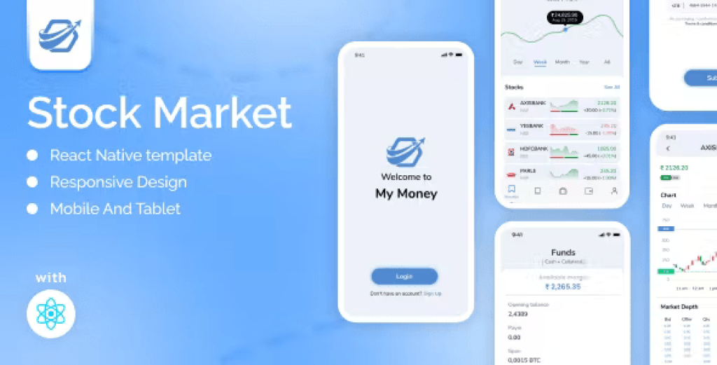 Stock Market App v1.0 - React native Template - Clean Codz