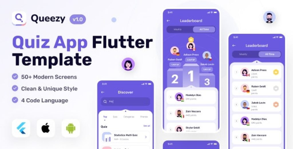 Queezy | Quiz App Flutter Template - Clean Codz